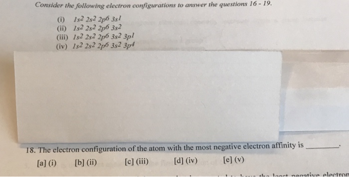 Solved Consider the following electron configurations to | Chegg.com