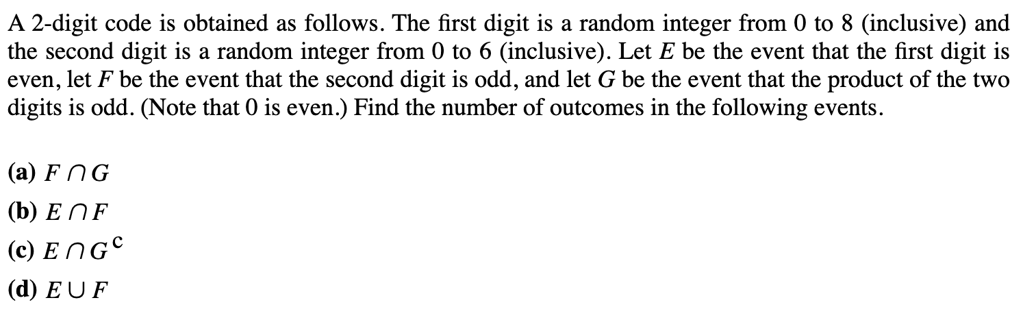 Solved A 2-digit code is obtained as follows. The first | Chegg.com