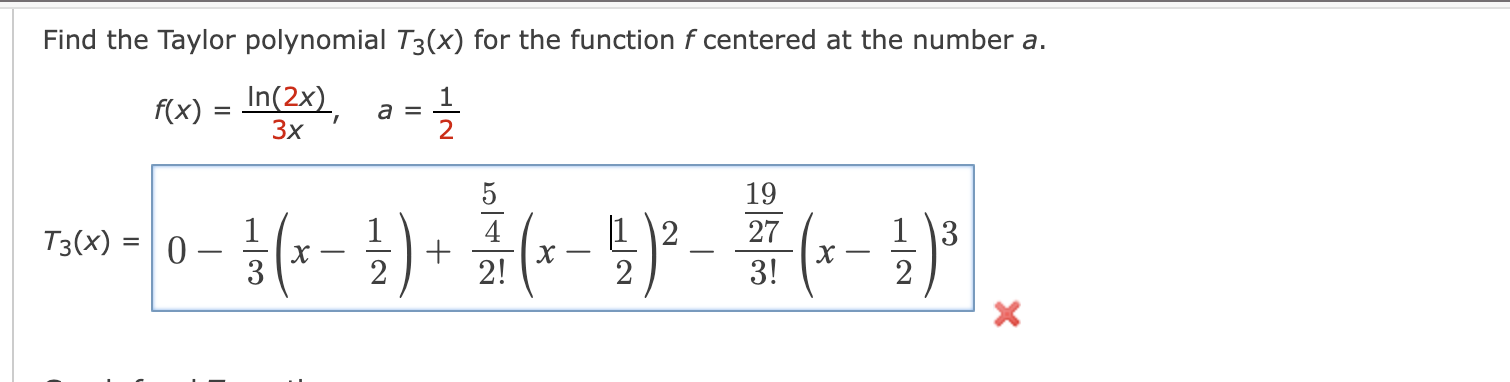 Solved Find the Taylor polynomial T3(x) for the function f | Chegg.com