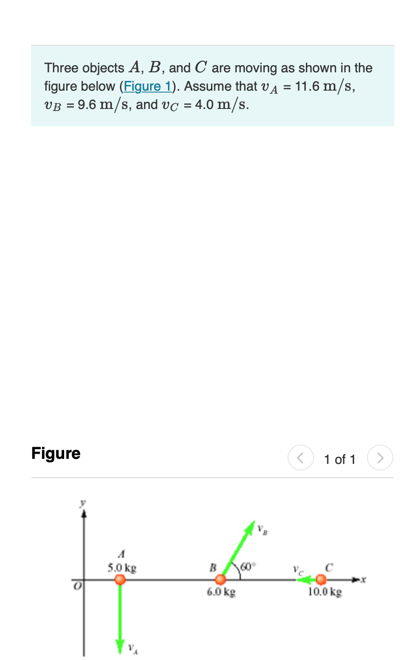 Solved Three objects A, B, and C are moving as shown in the | Chegg.com