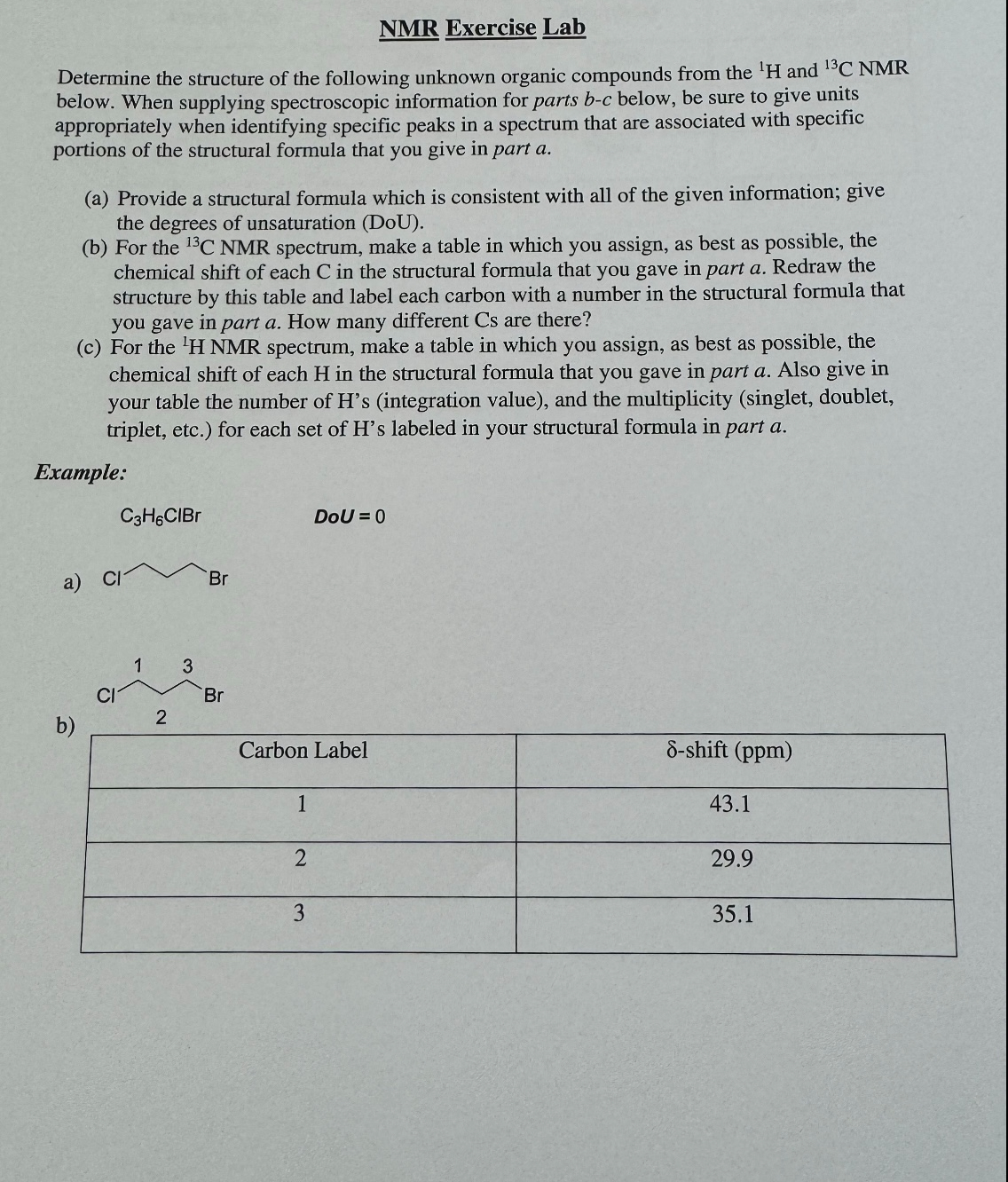 Solved NMR Exercise Lab Problem 33No significant | Chegg.com