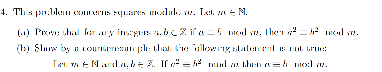 Solved 44444This problem concerns squares modulo m. ﻿Let | Chegg.com