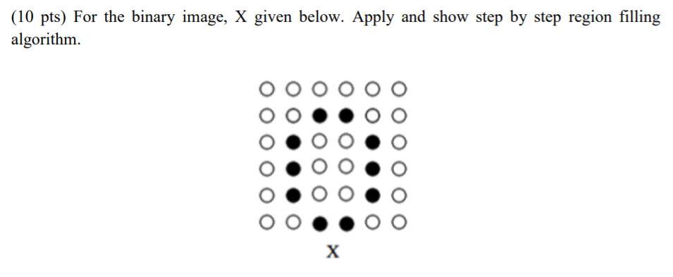 Solved (10 pts) For the binary image, X given below. Apply | Chegg.com