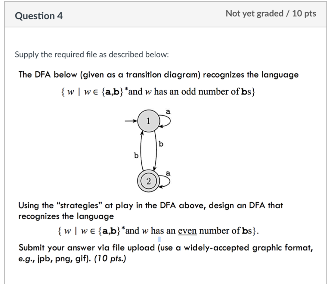 Solved Supply the required file as described below: The DFA | Chegg.com