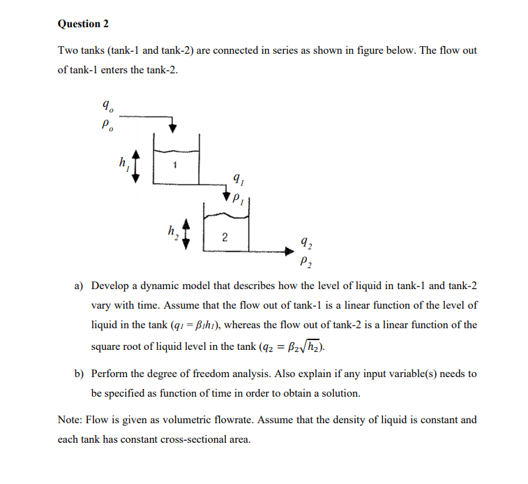 Solved Question 2 Two tanks (tank-1 and tank-2) are | Chegg.com