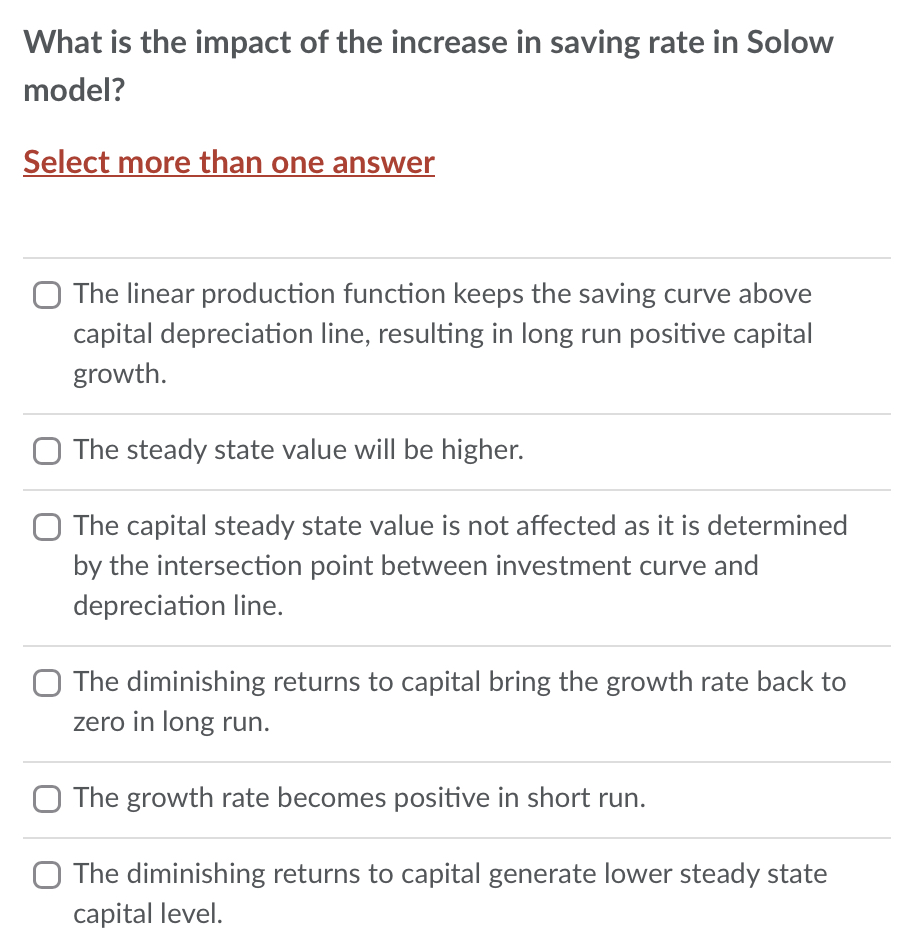 Solved What is the impact of the increase in saving rate in | Chegg.com