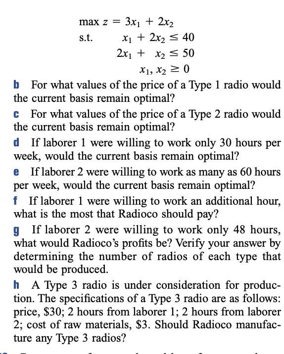 Solved 22 Radioco manufactures two types of radios. The only | Chegg.com