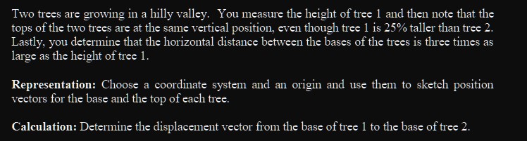 Solved Two trees are growing in a hilly valley. You measure | Chegg.com