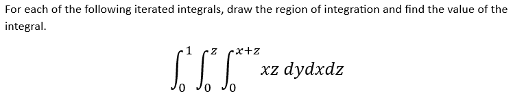 Solved For each of the following iterated integrals, draw | Chegg.com