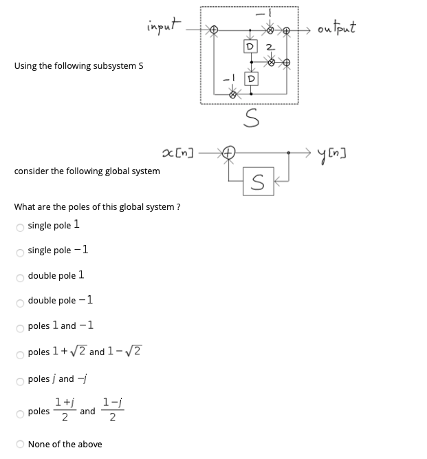 Solved input output D Using the following subsystems S a[n] | Chegg.com
