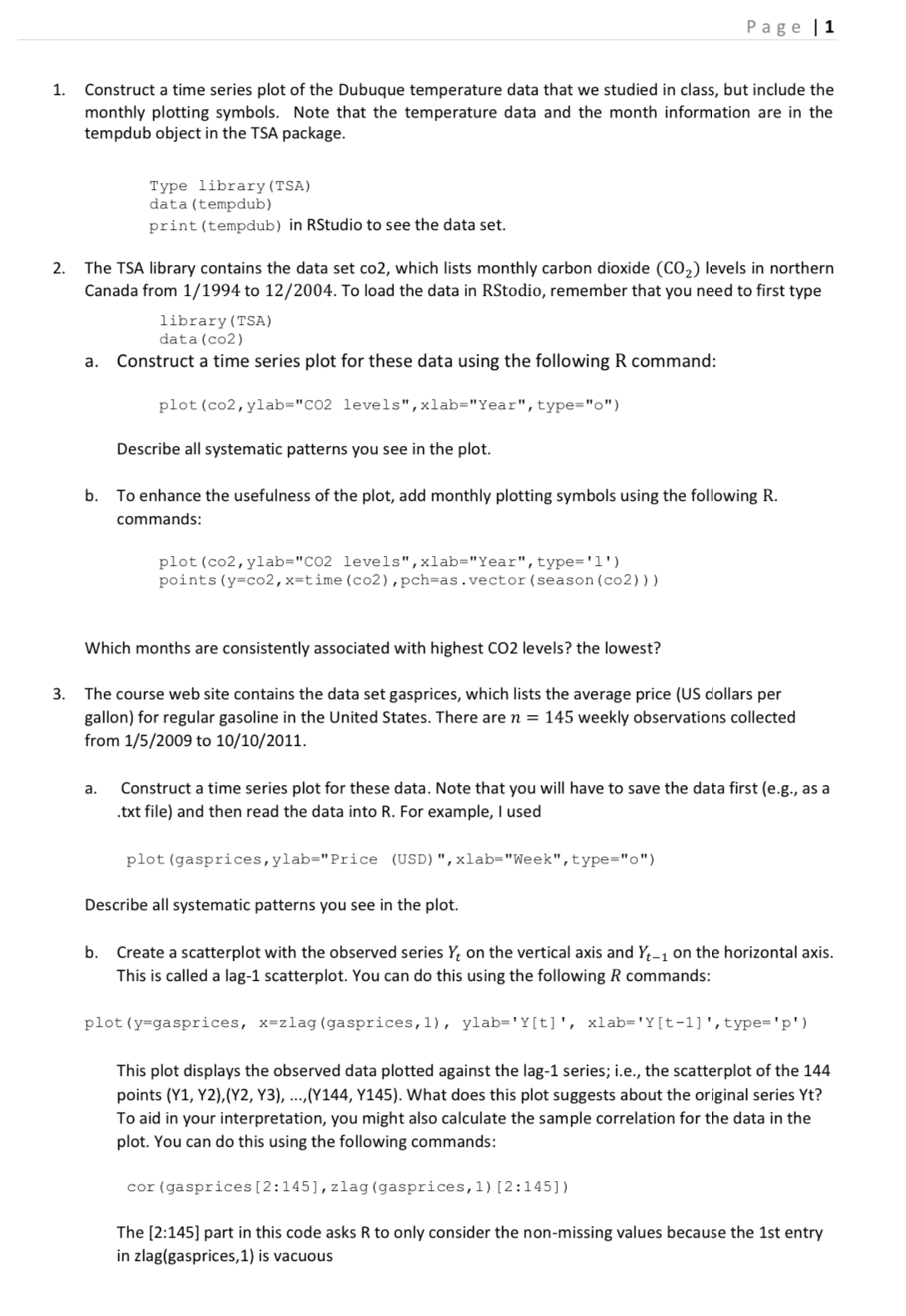 Solved Construct a time series plot of the Dubuque | Chegg.com