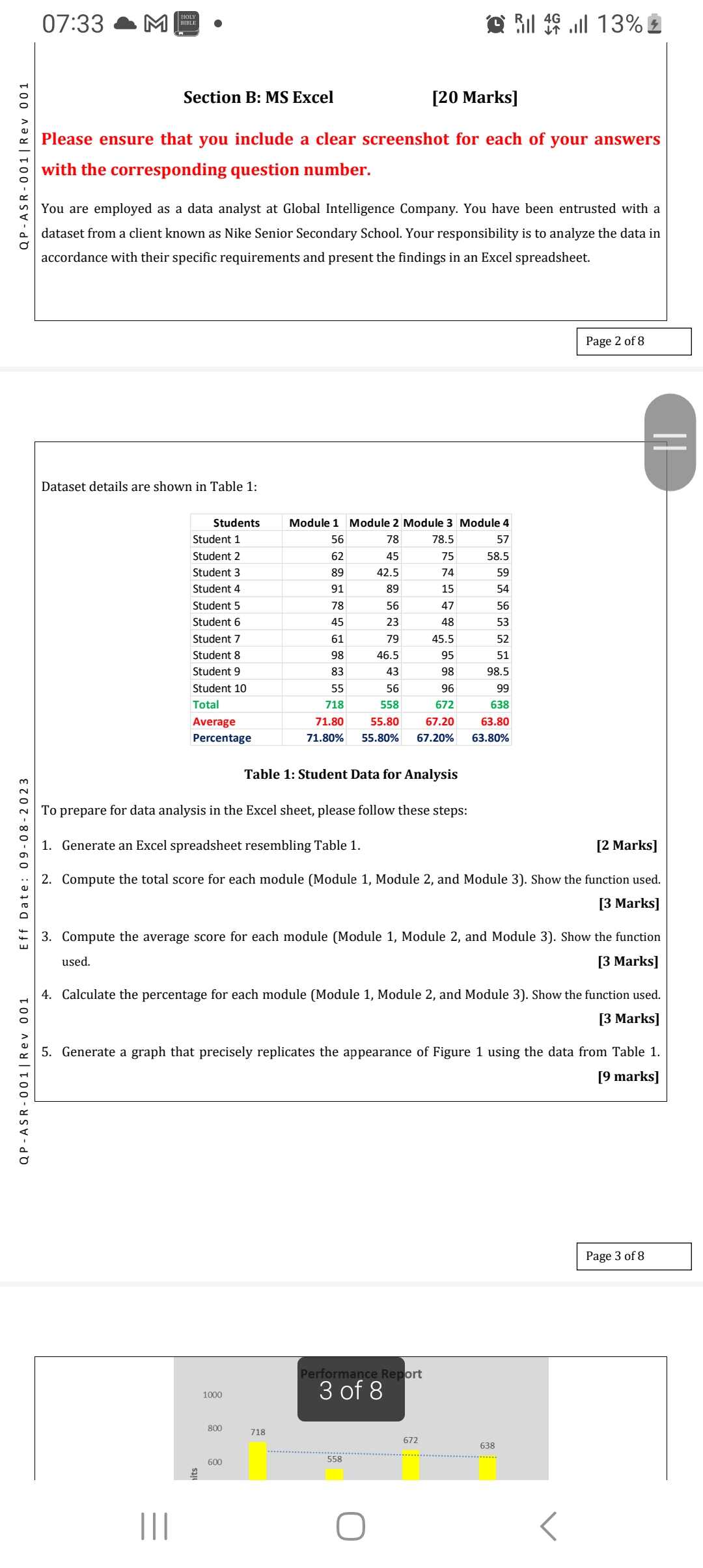 Solved Section B: MS Excel [20 Marks] Please ensure that you | Chegg.com