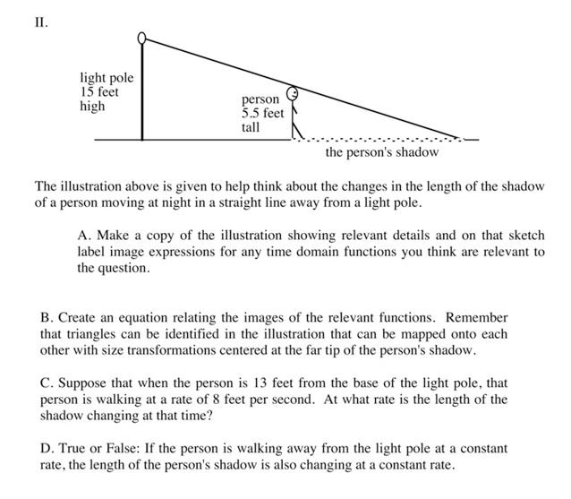 Solved II. light pole 15 feet high person 5.5 feet tall the | Chegg.com