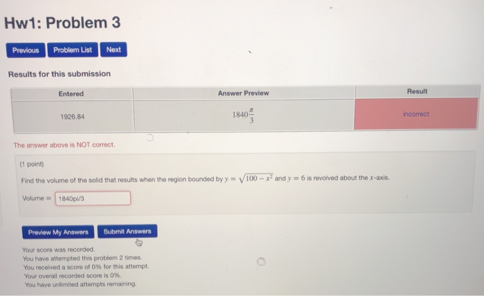 Solved Hw1: Problem 3 Previous Problem ListNext Results for | Chegg.com