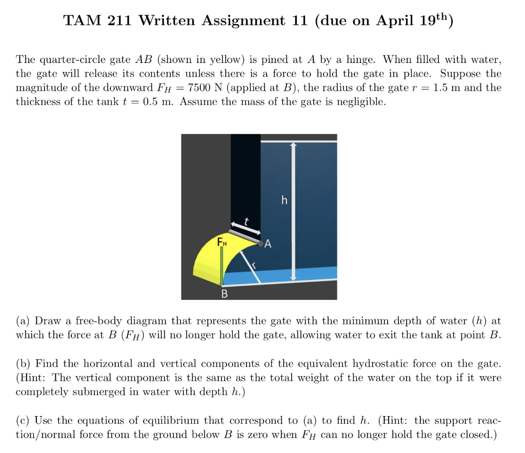 Solved TAM 211 Written Assignment 11 (due on April 19th) The | Chegg.com
