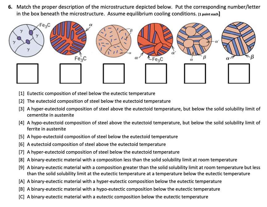 Solved Match the proper description of the microstructure | Chegg.com