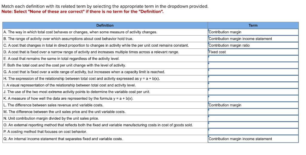 Solved Match each definition with its related term by | Chegg.com