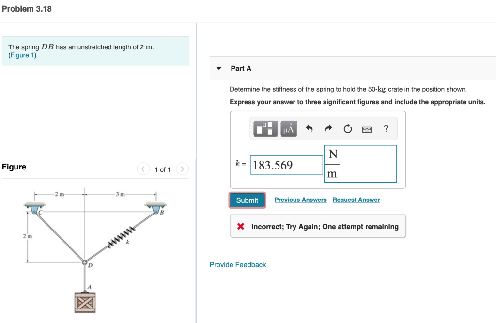 Solved Problem 3.18 The spring DB has an unstretched length | Chegg.com