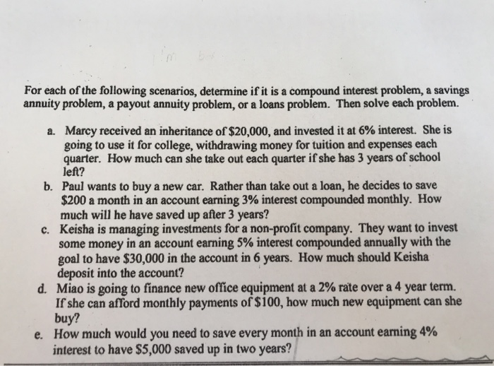 Solved For each of the following scenarios, determine if it | Chegg.com