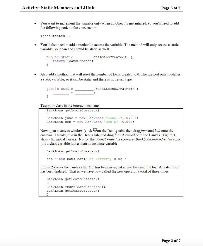 Solved Activity Static Members And Junit Page 1 Of 7 Goals 
