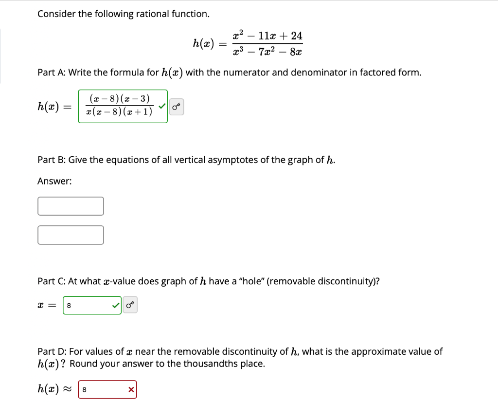Solved Consider the following rational function. | Chegg.com