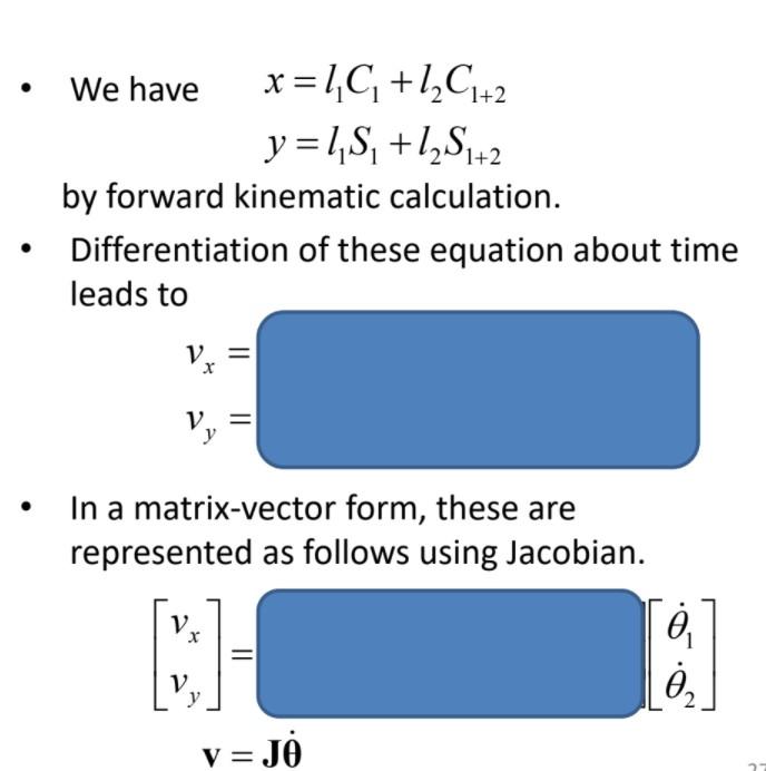 Solved y Derive the joint velocity ė, ė ë, 12 so that the | Chegg.com