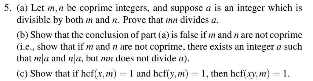 Solved 5. (a) Let m,n be coprime integers, and suppose a is | Chegg.com