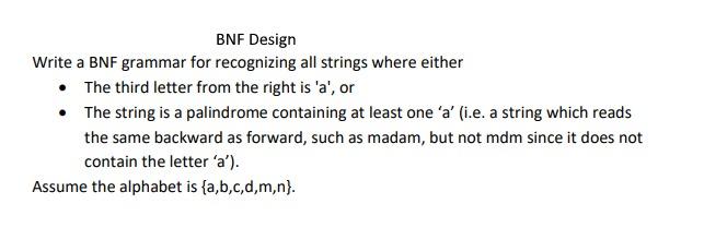 Solved Bnf Design Write A Bnf Grammar For Recognizing All 7674