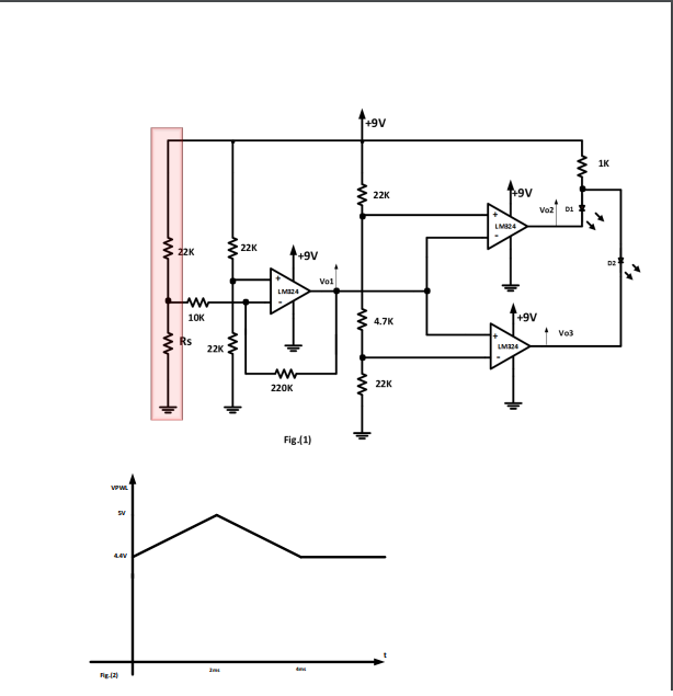 Solved The circuit shown in Fig.(1) is used to detect | Chegg.com