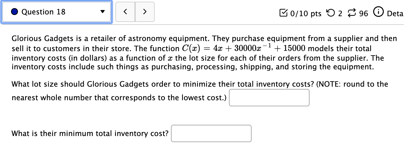 Solved For the given cost function C(x) = 78400 + 600x + x2 | Chegg.com