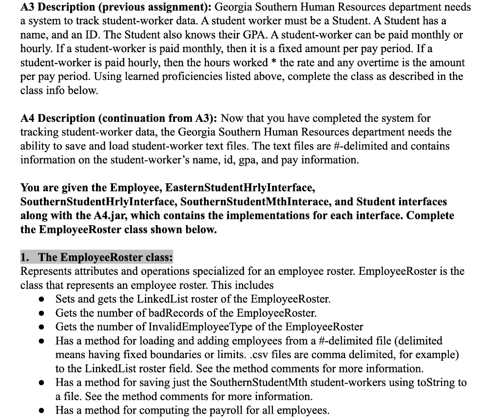 Solved EmployeeRoster: package assignment; import | Chegg.com