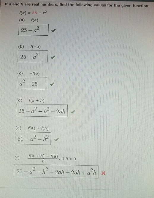 Solved If a and h are real numbers, find the following | Chegg.com