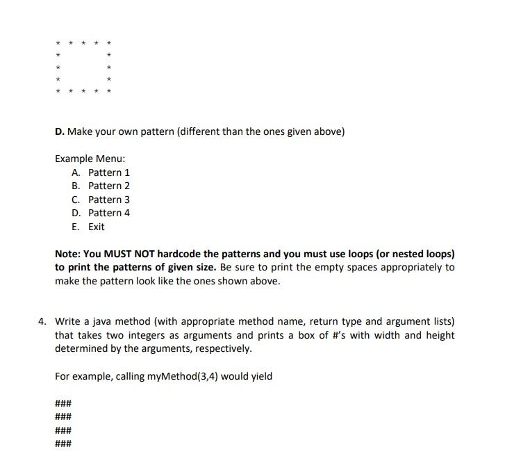 Solved 3 Designing Patterns Create A Menu Based Program To 4147