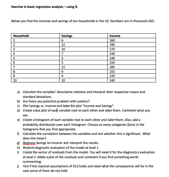 Solved Exercise in basic regression analysis - using R. | Chegg.com
