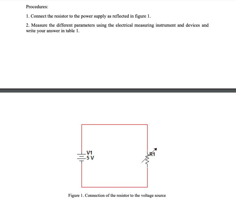 Solved Procedures: 1. Connect the resistor to the power | Chegg.com