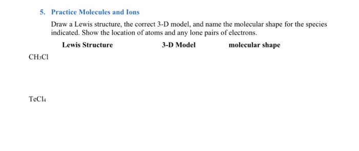 Solved 5. Practice Molecules and Ions Draw a Lewis | Chegg.com