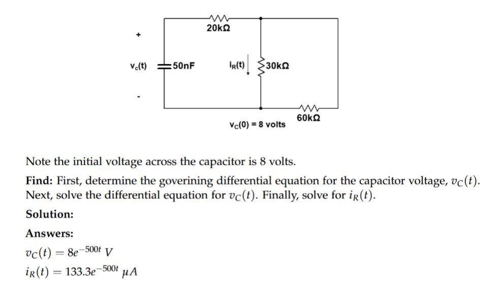 Solved Note the initial voltage across the capacitor is 8 | Chegg.com