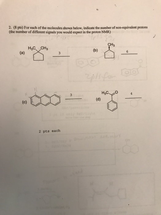 Solved 2. (8 pts) For each of the molecules shown below, | Chegg.com