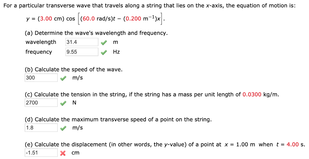 Solved For a particular transverse wave that travels along a | Chegg.com