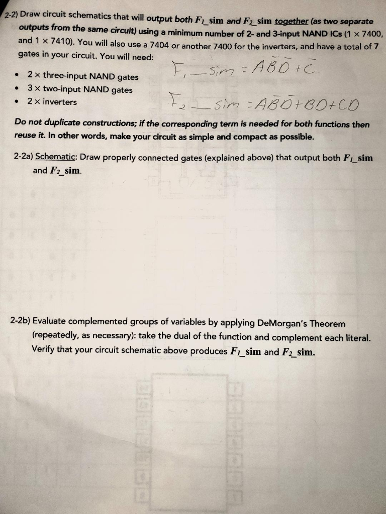 Solved 2-2) Draw circuit schematics that will output both F1 | Chegg.com
