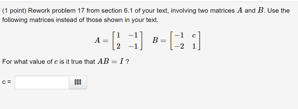 Solved 1 Point Rework Problem 17 From Section 6 1 Of Your