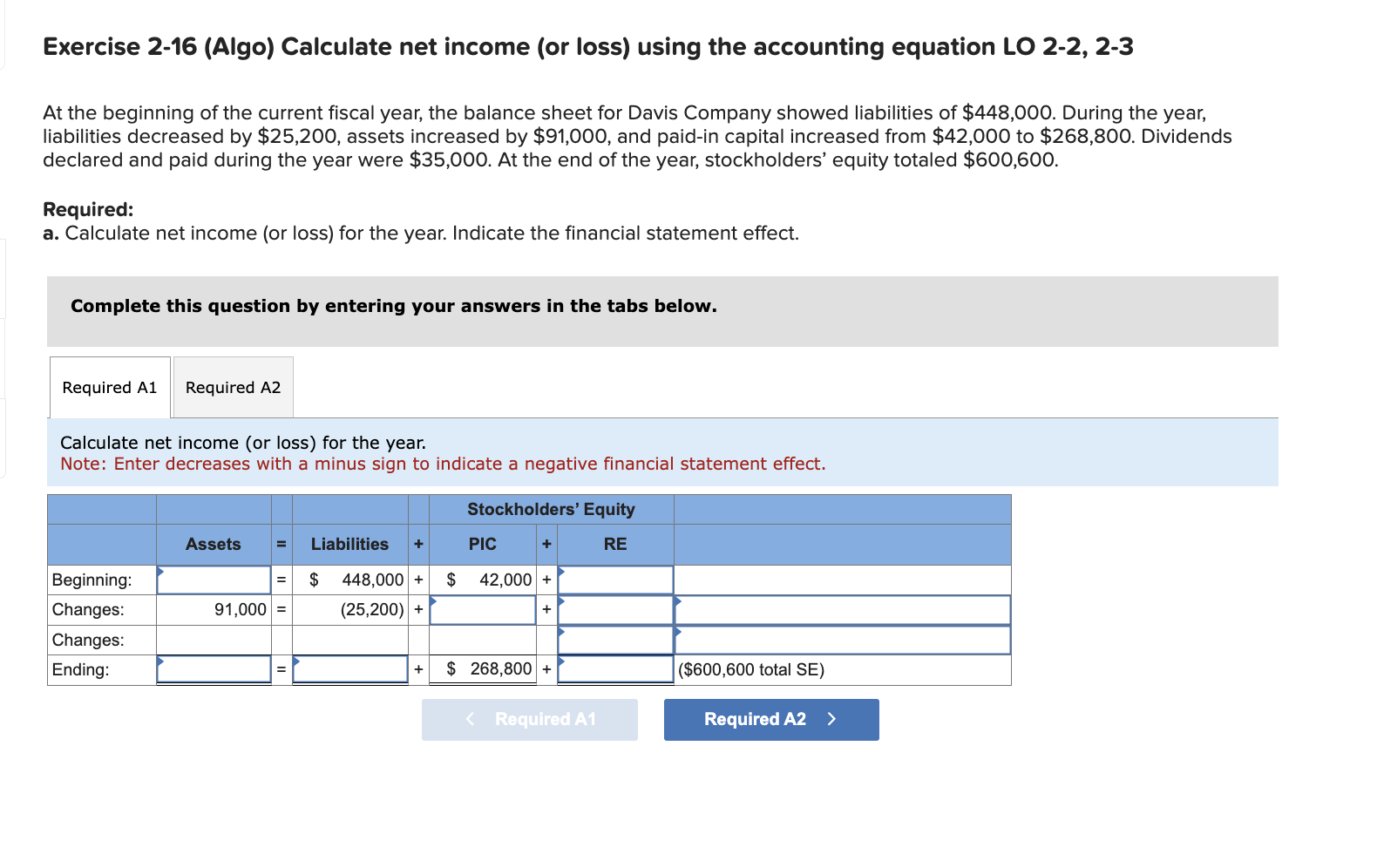 Solved Exercise 2-16 (Algo) Calculate net income (or loss) | Chegg.com