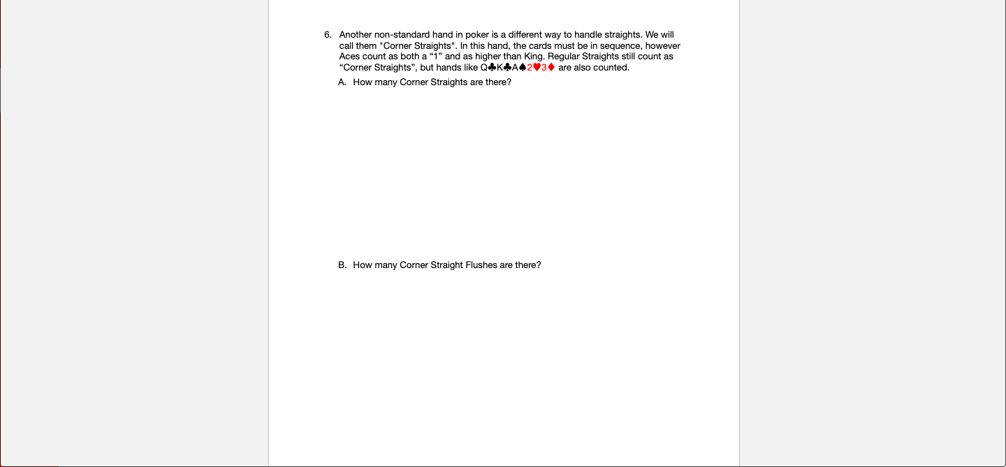 Solved 6. Another non-standard hand in poker is a different | Chegg.com