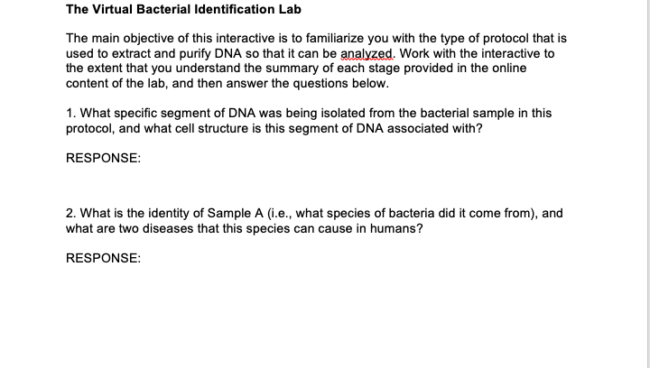 The Virtual Bacterial Identification Lab The main | Chegg.com