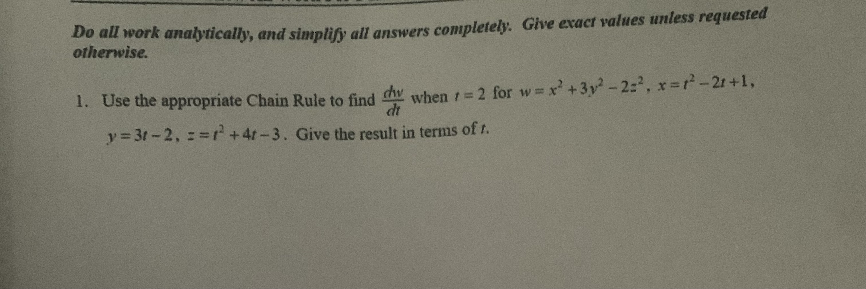 Solved Do all work anabtically, and simplify all answers | Chegg.com