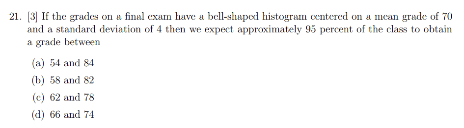 Solved [3] ﻿If the grades on a final exam have a bell-shaped | Chegg.com