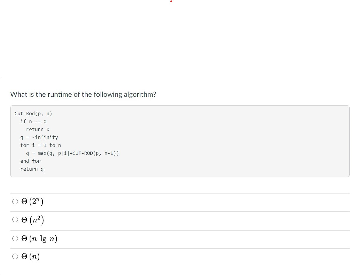Solved What is the runtime of the following algorithm? | Chegg.com