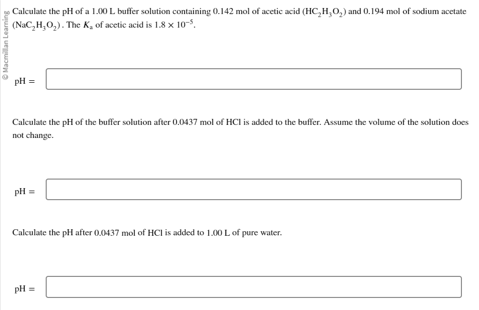 Solved Calculate the pH of a 1.00 L buffer solution | Chegg.com