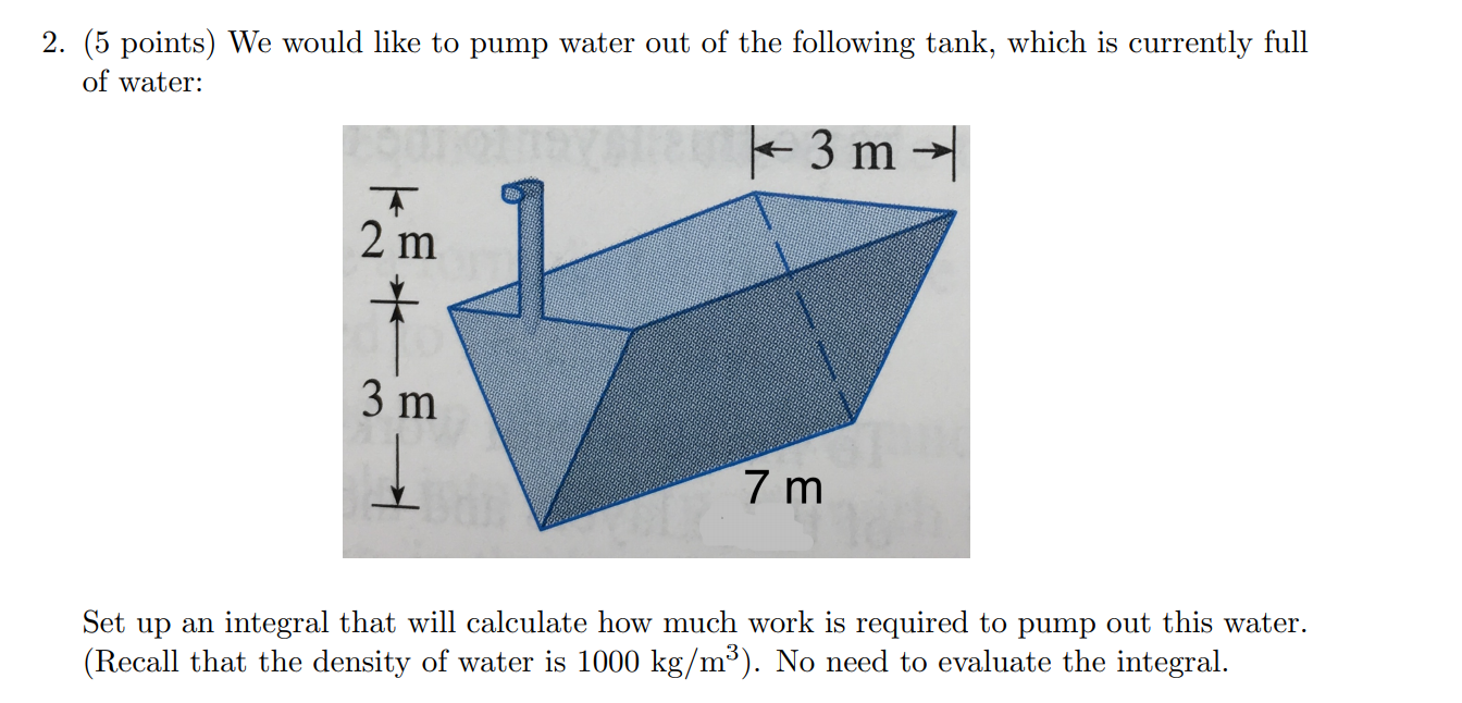 Solved 2. (5 points) We would like to pump water out of the | Chegg.com