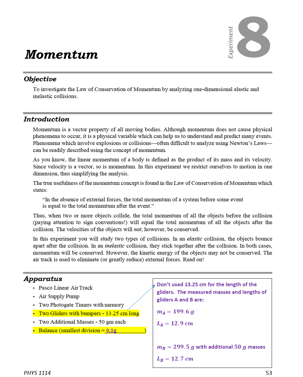 Solved Experiment 8 Momentum Objective To investigate the | Chegg.com